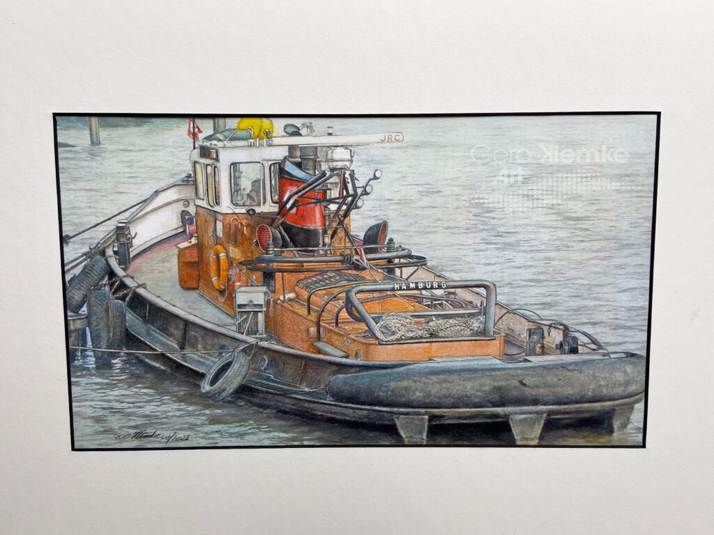 Zeichnung Hamburger Schlepper – Einzelstück - Maritimer Onlineshop